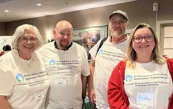 Picture shows Eileen, Justin, Lukas and Kristen wearing OMSA T-shirts ...